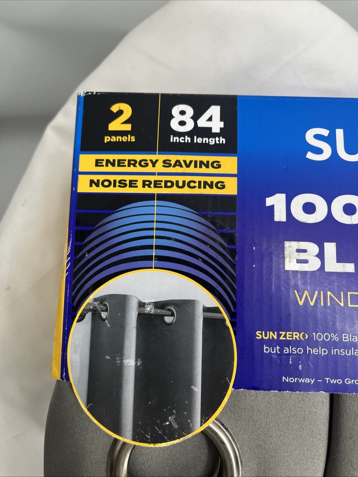 Sun Zero 2-Pack 100% Blackout Theater Grade Norway Grommet Curtain Gray ...