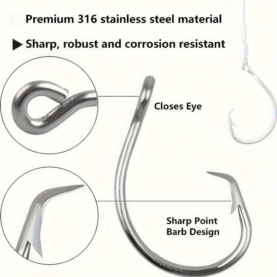Saltwater Fish Hooks Catch And Release Friendly Barbed Point Pointed ...