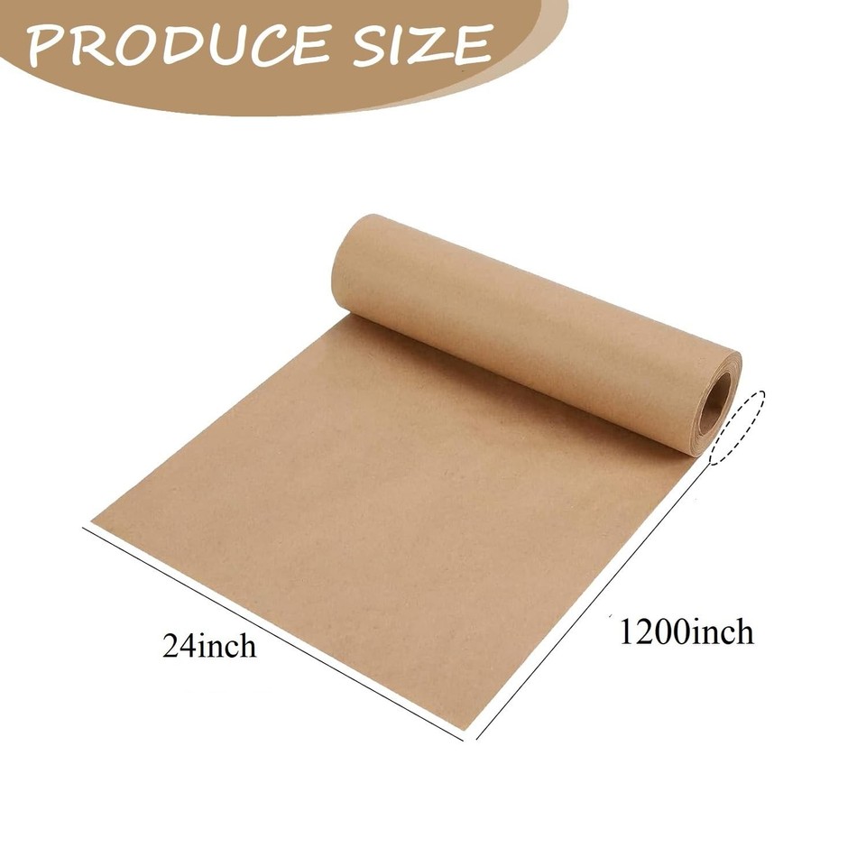 Brown Kraft Wrapping Paper Roll 24"x1200' for Moving, Shipping & Gift ...
