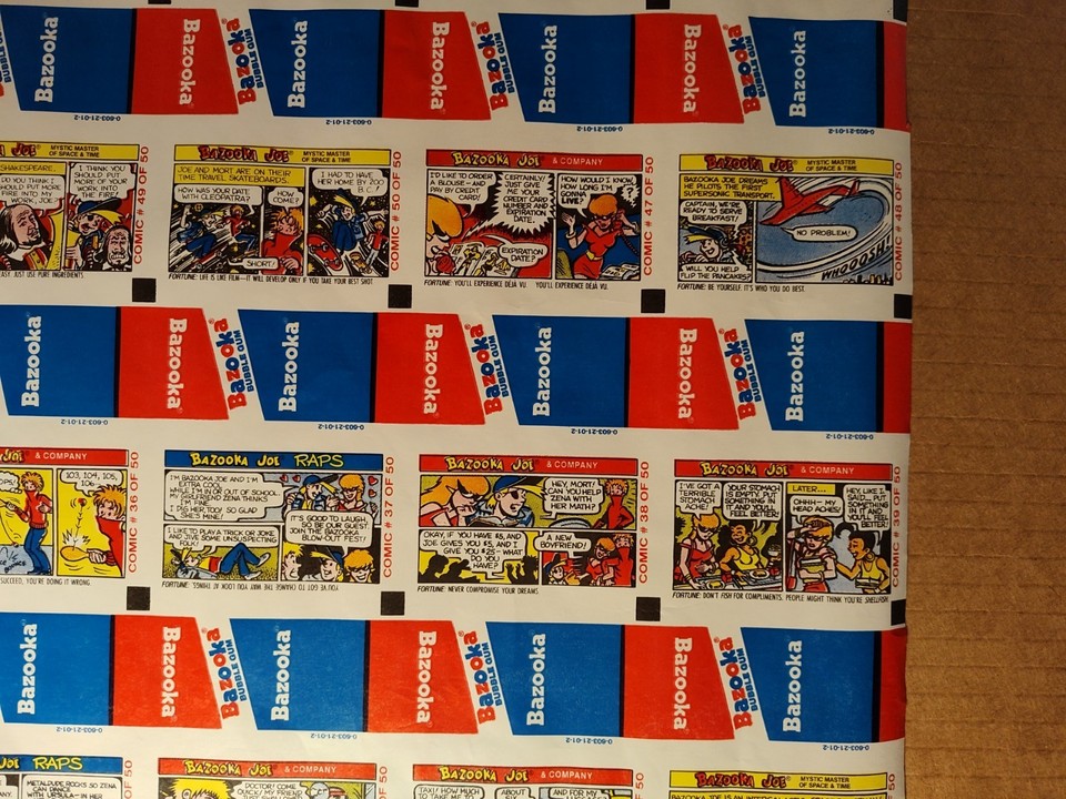 Rare 1983 Bubble Gum Wrappers Comics Topps Bazooka Joe Uncut Sheet 1 To ...