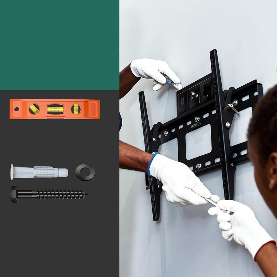 TV Wall Mount Hardware Kit with M8 Lag Bolts Washers Anchors and Level ...
