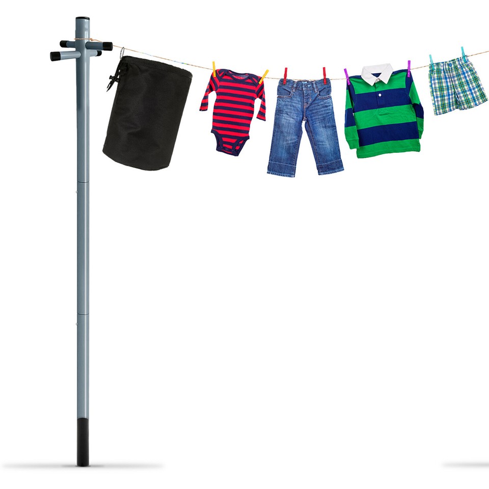 2.4m Galvanised Heavy Duty Clothes Washing Line Post Pole With Socket ...