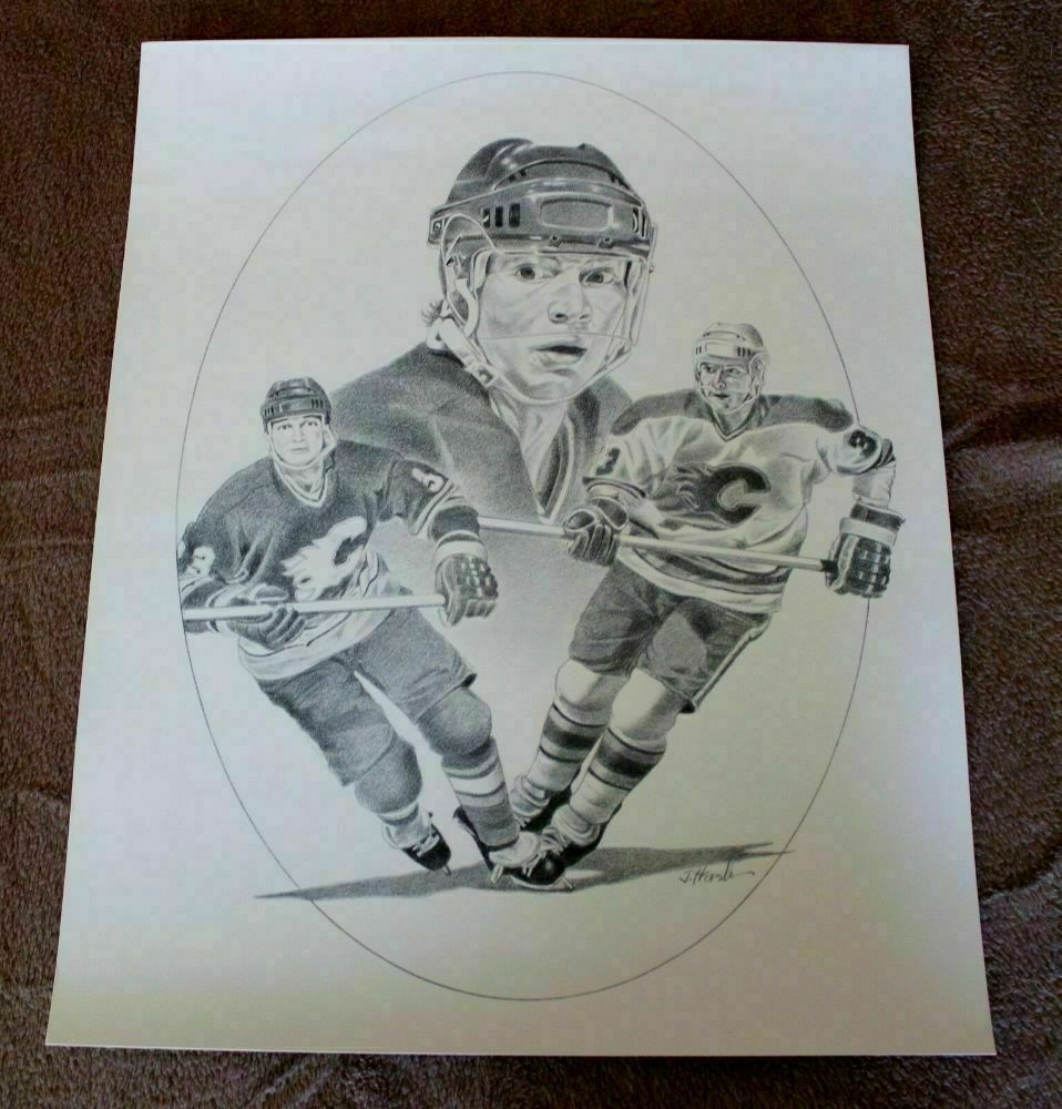 Carey Wilson 1986 Calgary Flames 33 J Hersh KRAFT Drawing Hockey Print ...
