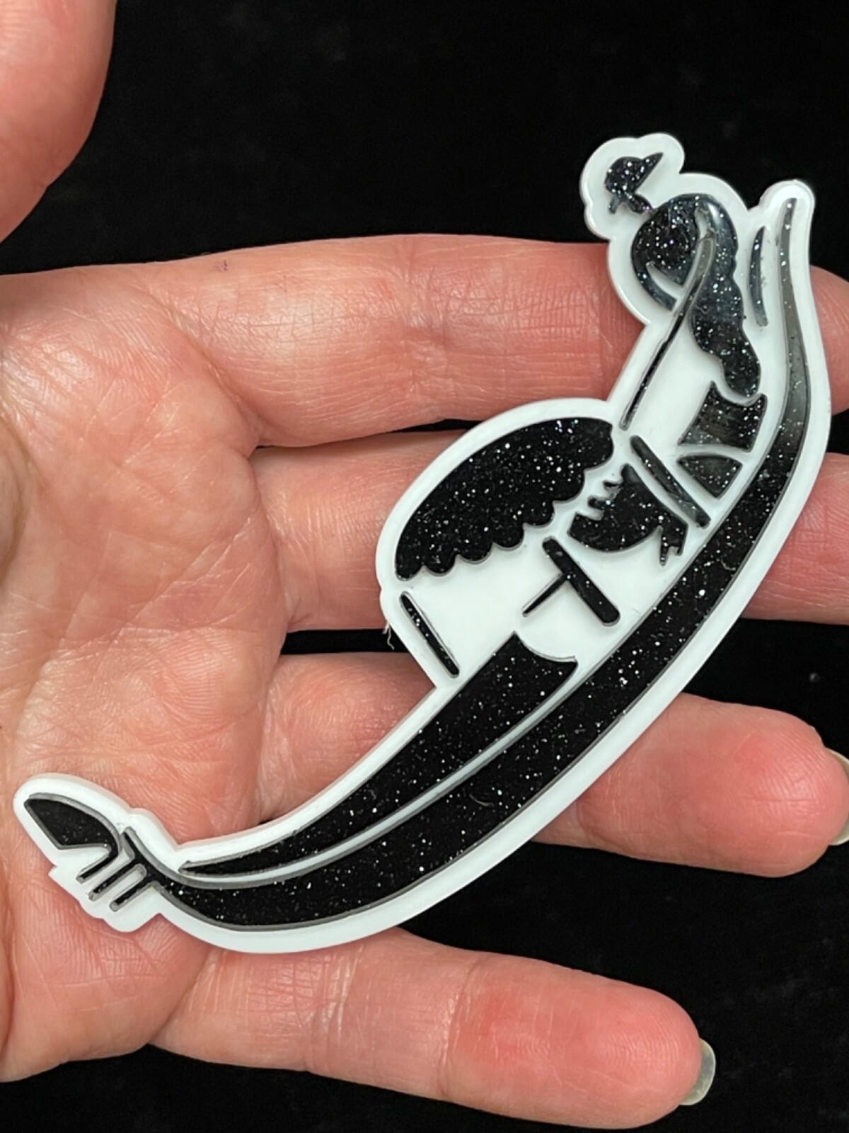 Acrylic Venetian gondola brooch pin glitter travel vacation jewelry | eBay