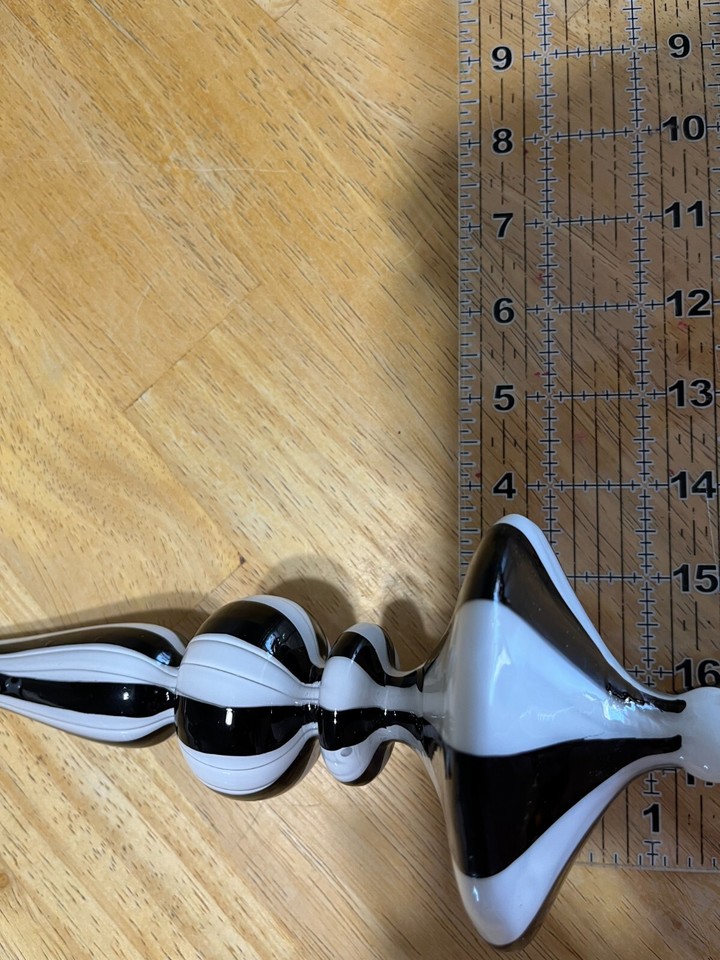 Robert Stanley Home Collection Black & White Swirl Blown Glass Ornament ...