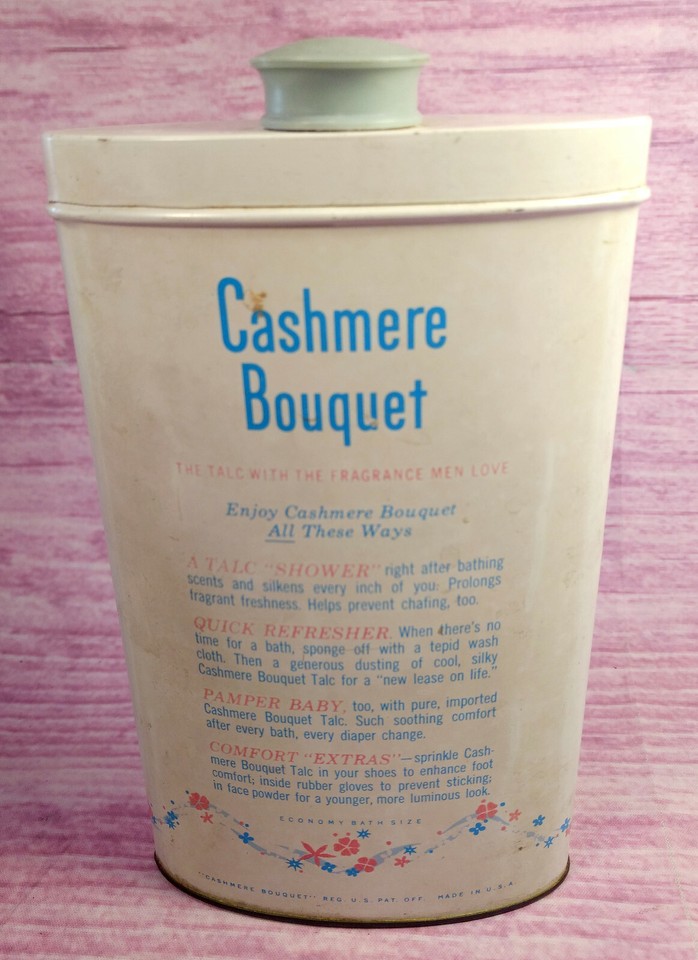 Cashmere Bouquet Talcum Powder Vintage Tin Colgate Palmolive White Blue ...
