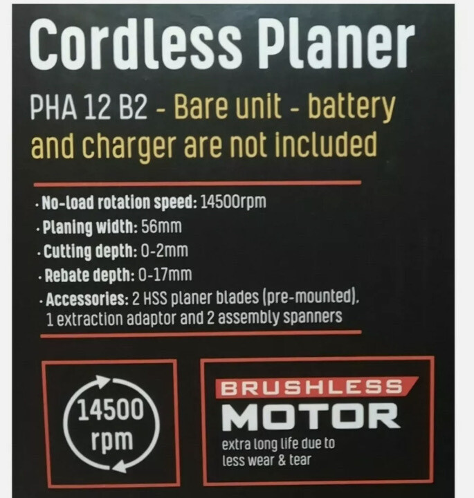 Parkside 12V Cordless Wood Planer + Access Brushless Motor - Bare Unit ...