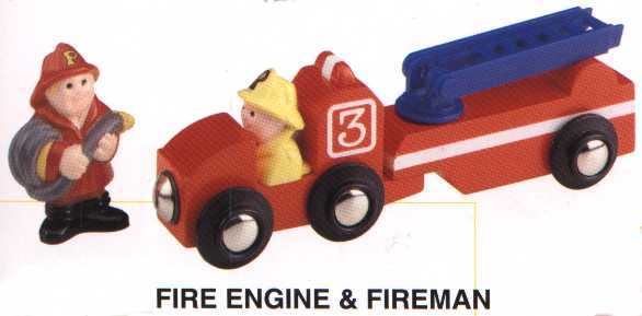 MAXIM Tumble Tree Town Wooden Fire Engine Truck & Fireman Brio Thomas ...