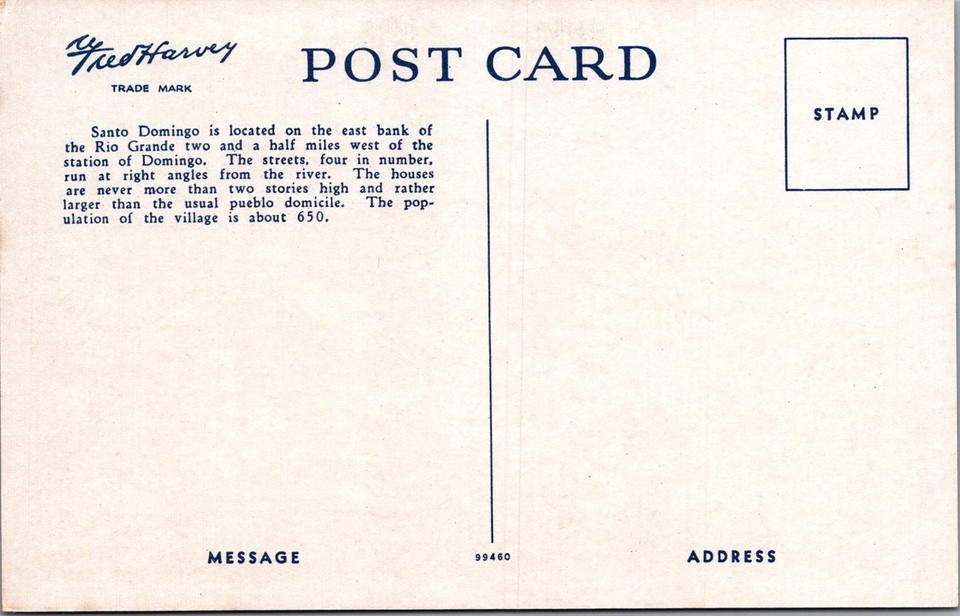 Pueblo Of Santo Domingo New Mexico NM Fred Harvey Kewa Adobe Postcard ...