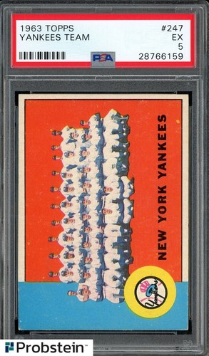 1963 Topps #247 New York Yankees Team PSA 5 EX | eBay