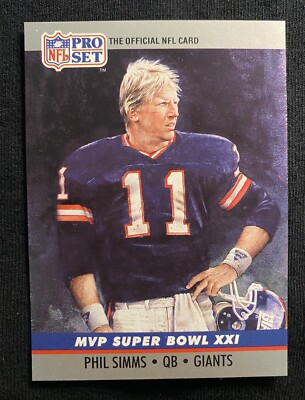 1990 Pro Set Football MVP Super Bowl XXI Phil Simms Card #21 | eBay