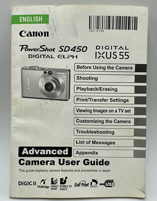 Canon PowerShot SD450 / IXUS 55 Advanced Camera User Guide ...