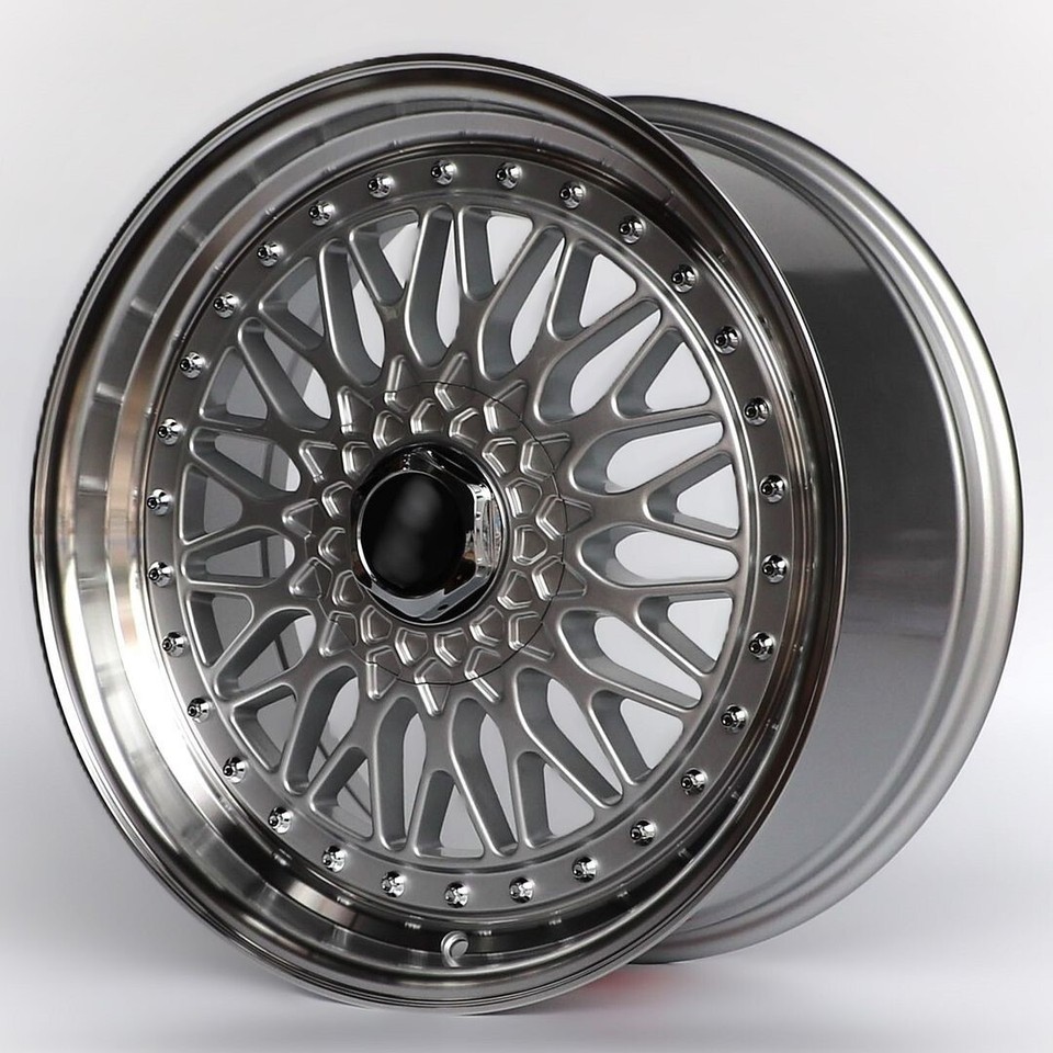 17" RS STYLE SILVER MACHINE LIP WHEELS RIMS FITS 4X100 5X100 17X7.5 +35 ...
