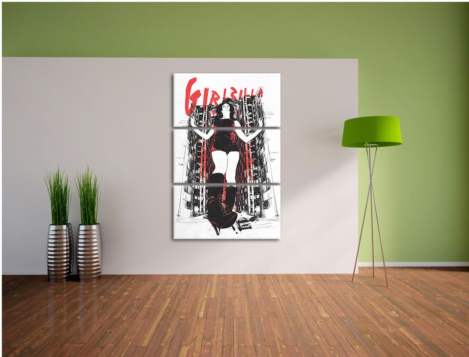 Girlzilla Light 3-Part Canvas Wall Art Print | eBay