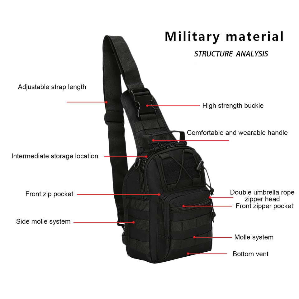 Tactical Outdoor Sling Bag Military MOLLE Crossbody Pack Chest Shoulder ...