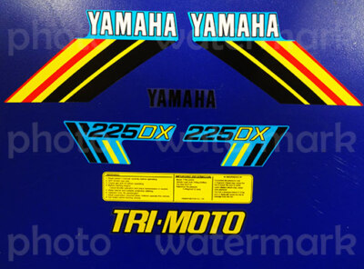 1985 yamaha YTM 225dx Tri-Moto 7pc Trike Graphics Decals Stickers blue ...