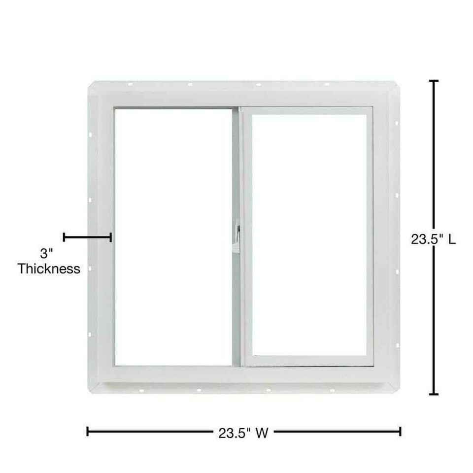 Utility Left-hand Single Slider Vinyl Window Dual Pane Insulated Glass ...