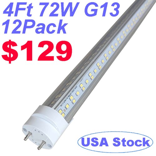 48" 72W 4Ft 4Feet 6000K~6500K LED T8 Fluorescent Replacement Tube Light ...
