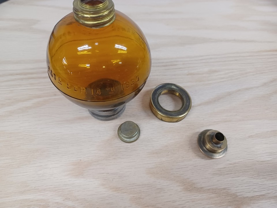 Vintage Brown Glass Bulb 1893 Kerosene Lamp Parts Lot Brown Glass Bulb ...