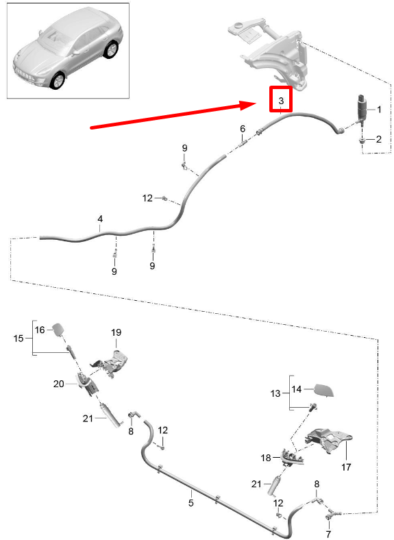 PORSCHE MACAN 95B Headlight Washer System Hose 7P5955964 7P5.955.964 ...