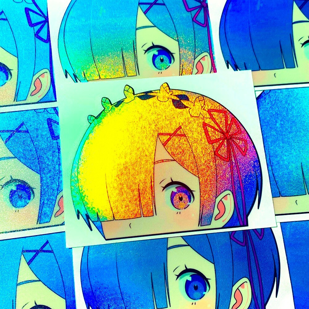 REM HOLO ANIME GIRL PEEKER STICKER RE ZERO CAR DECAL | eBay