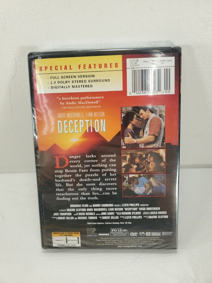DECEPTION DVD New Sealed oop LIAM NEESON ANDIE MACDOWELL | eBay