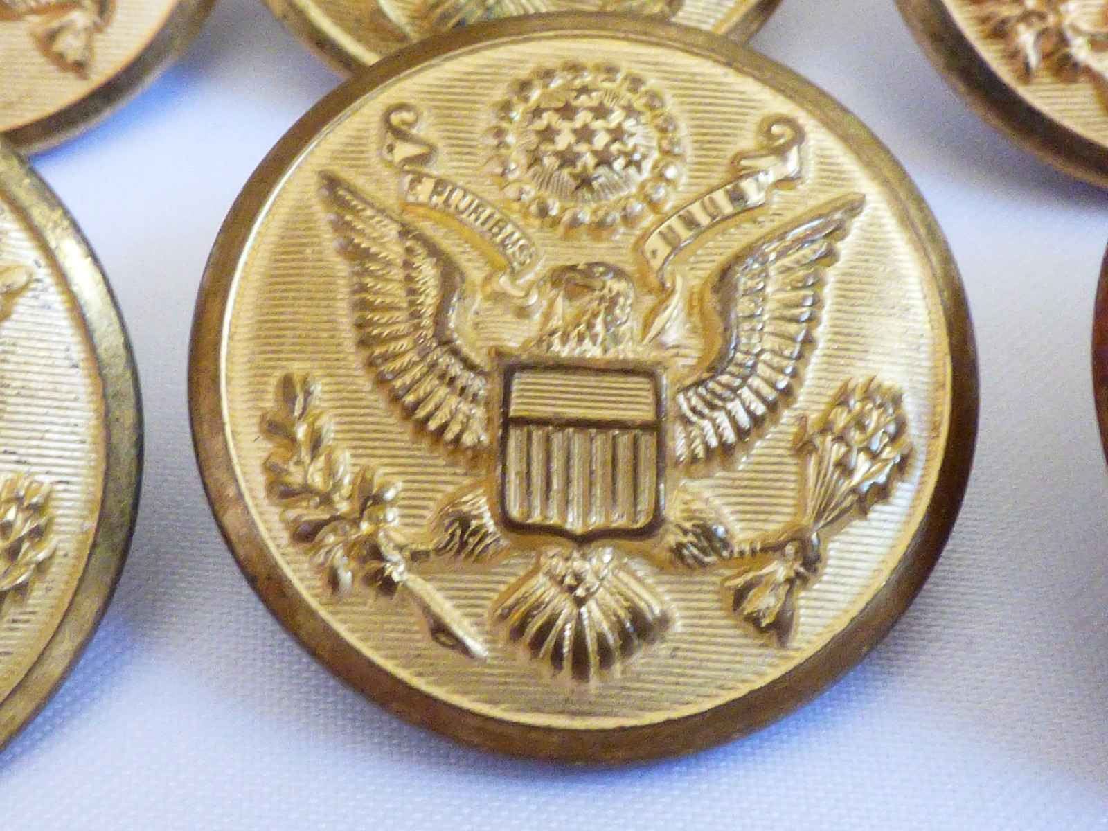 VTG LOT OF 6 WATERBURY BUTTON COMPANY EAGLE UNION ARMY UNIFORM BUTTONS ...