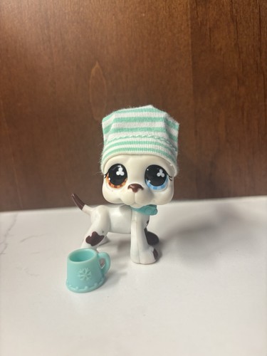 Littlest Pet Shop 577 LPS Authentic Brown & White Great Dane Blue Brown ...