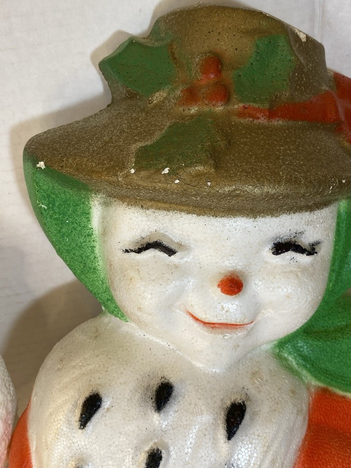 Rare Vtg 60s Styrofoam Frosty Snow Man & Woman Wall Decor Christmas HTF ...