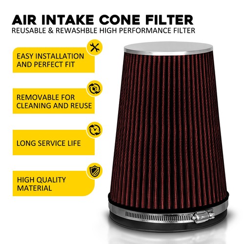 New Red Universal Short Cone Truck Cold Air Filter Replacement (6 ...