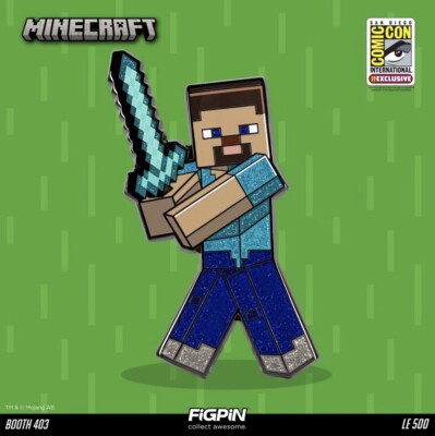 SDCC 2023 FiGPin MINECRAFT STEVE Glitter variant Exclusive LE 500 | eBay