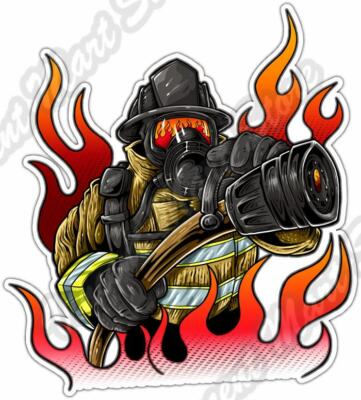 Firefighter Flame Fire Fireman Hose EMS Car Bumper Vinyl Sticker Decal ...