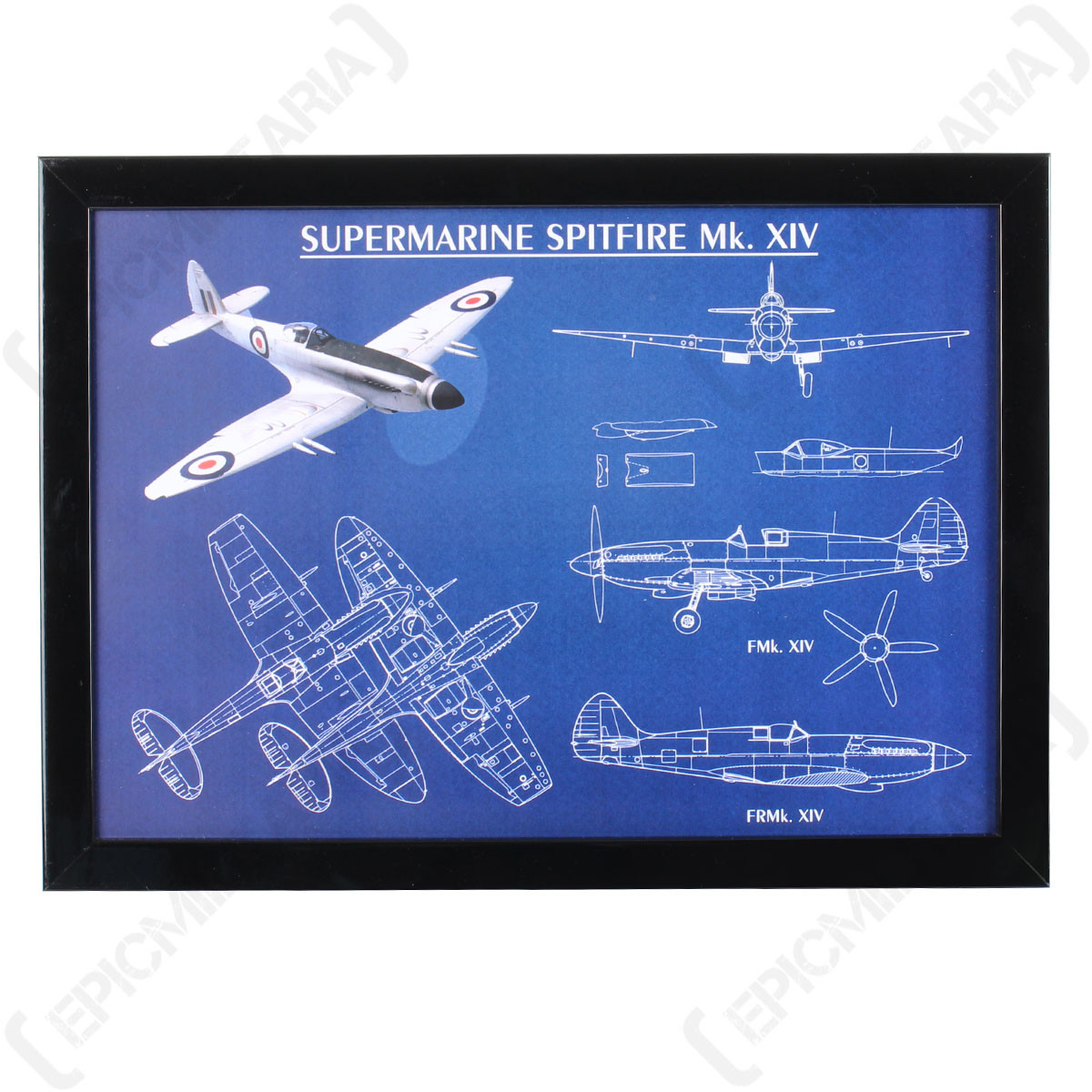Supermarine Spitfire Framed Blueprint - Print A4 WW2 Print Artwork Gift ...