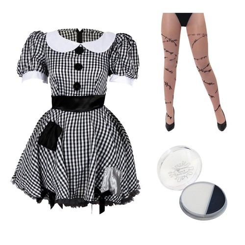 LADIES BROKEN DOLL COSTUME ADULTS SCARY HALLOWEEN HORROR FANCY DRESS ...