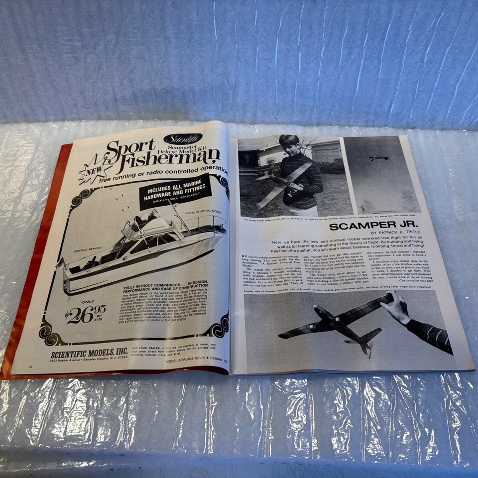 MODEL AIRPLANE NEWS Magazine October 1971 Scamper Jr F/F rubber | eBay