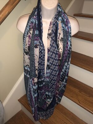J CREW Paisley Cobalt + Colors Blue Extra Wide Infinity Scarf ️tb131 | eBay