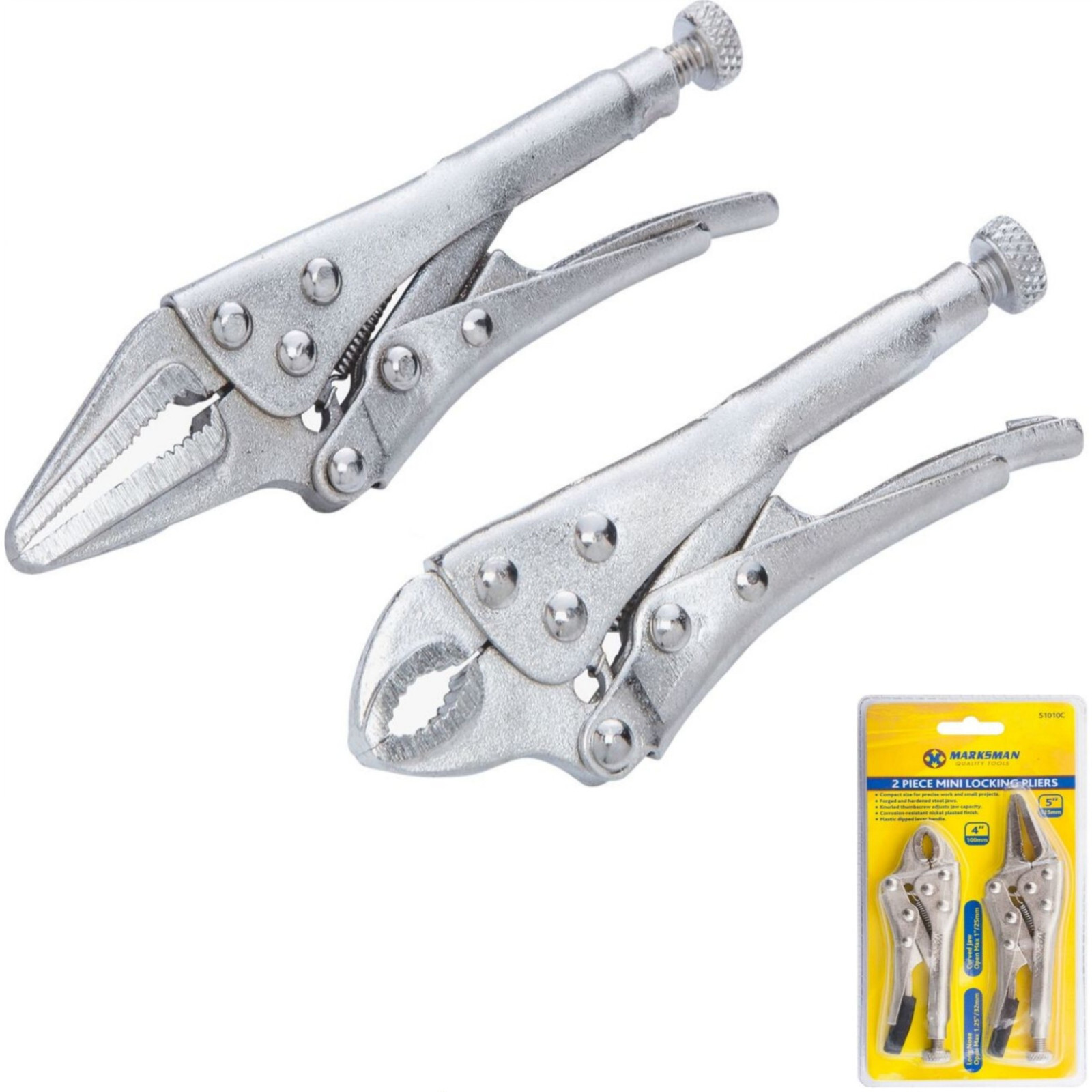 2 Pack 4" 100mm Mole Grips Locking Lock Pliers adjustable & 5" Long ...