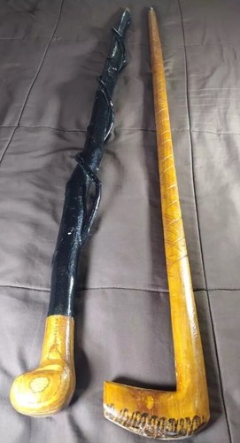 2 Antique, Irish Blackthorn & Hand Carved Cane | eBay