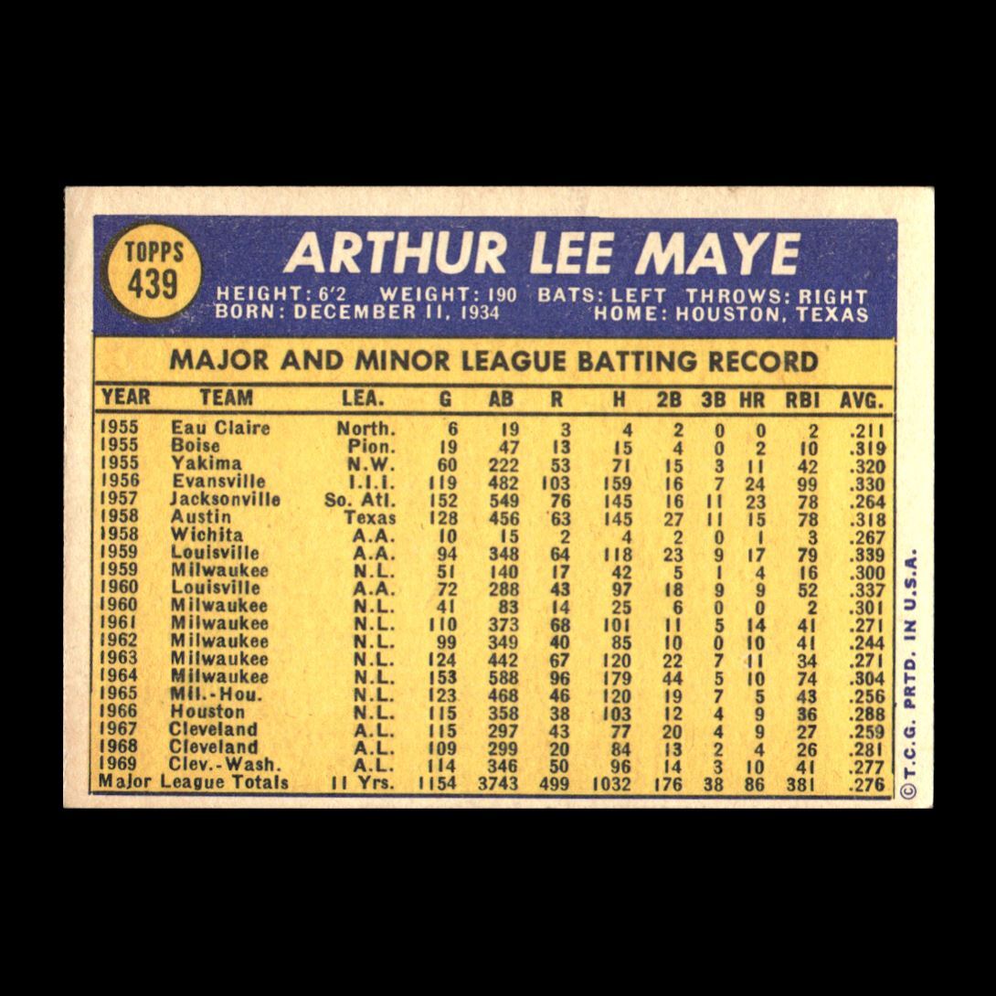 Arthur Lee Maye 1970 Topps Washington Senators #439 Nice! | eBay