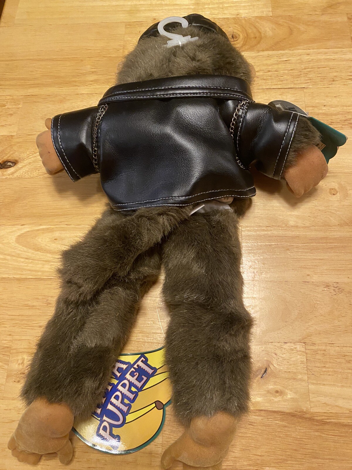 HOSUNG Monkey Plush PUPPET with Motorcycle Gear Leather Jacket Hat RARE ...