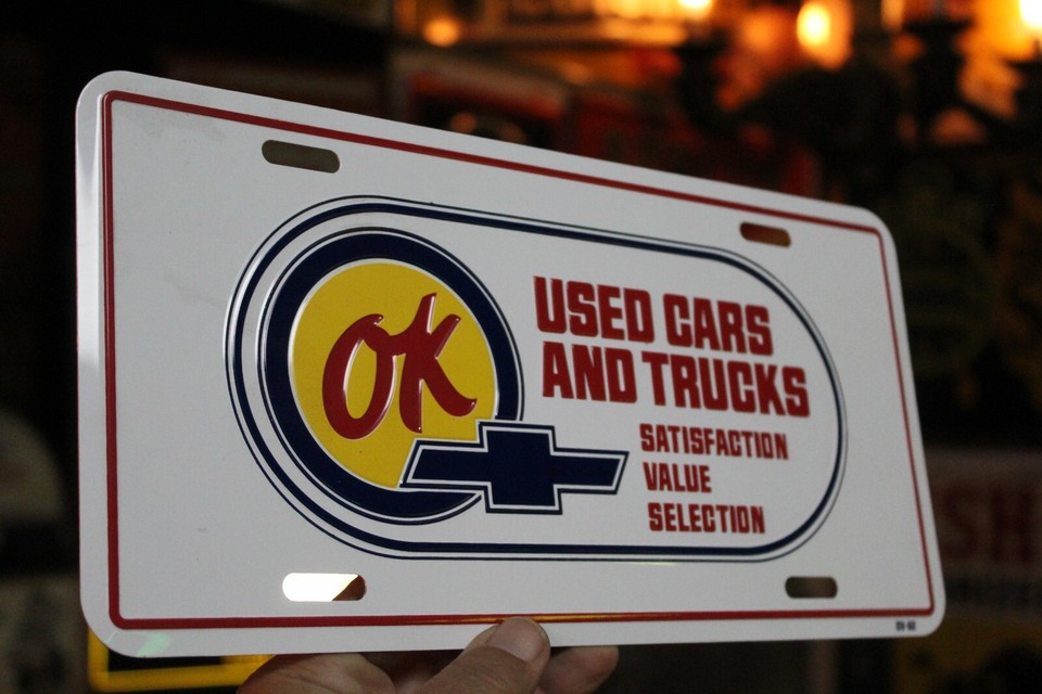 CHEVROLET OK USED CARS & TRUCKS VALUE DEALER EMBOSSED LICENSE PLATE ...
