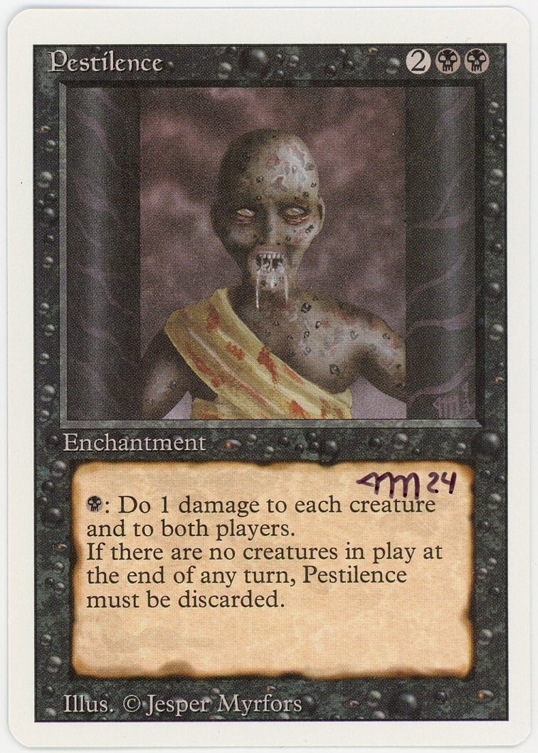 Signed MTG Revised Ed. PESTILENCE Artist Proof, Jesper Myrfors, Painted ...