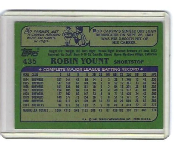 1982 Topps #435 Robin Yount HOF Milwaukee Brewers Baseball Card | eBay