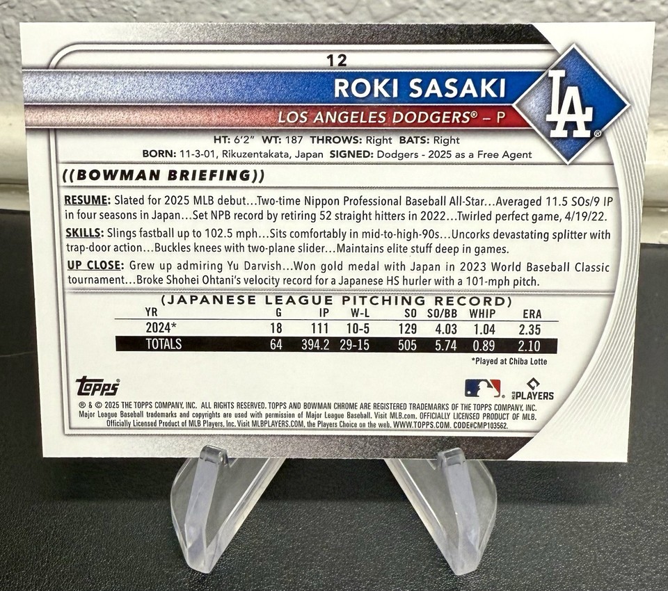 2025 Bowman Chrome Roki Sasaki RC Mojo Refractor Mega Box Parallel Rookie Card | eBay