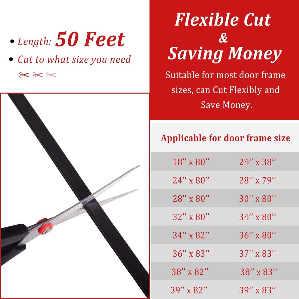 50 Feet D-Shape Rubber Weather Stripping Door Seal Strip, Self-Adhesive ...