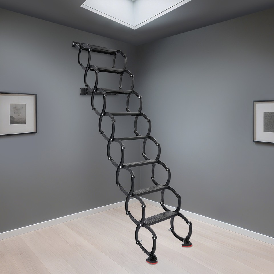 Folding Ladder Telescoping Step Ladders Retractable Folding Stair Wall ...