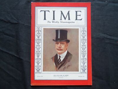 1930 MAY 26 TIME MAGAZINE - EDWARD G. V. STANLEY - T 229 | eBay