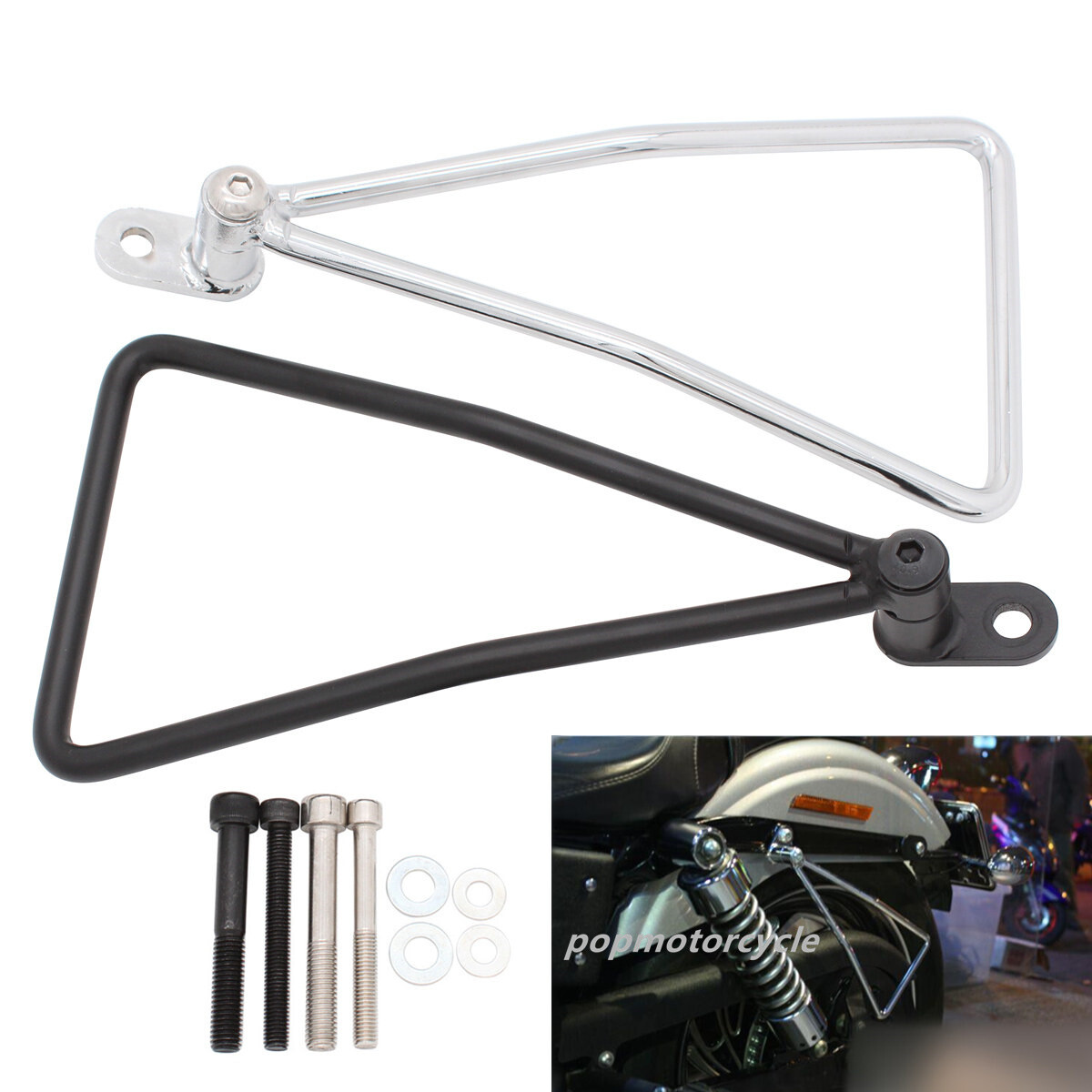 Solid Steel Saddlebag Support Bars Mount Bracket For Harley FXDB Dyna ...