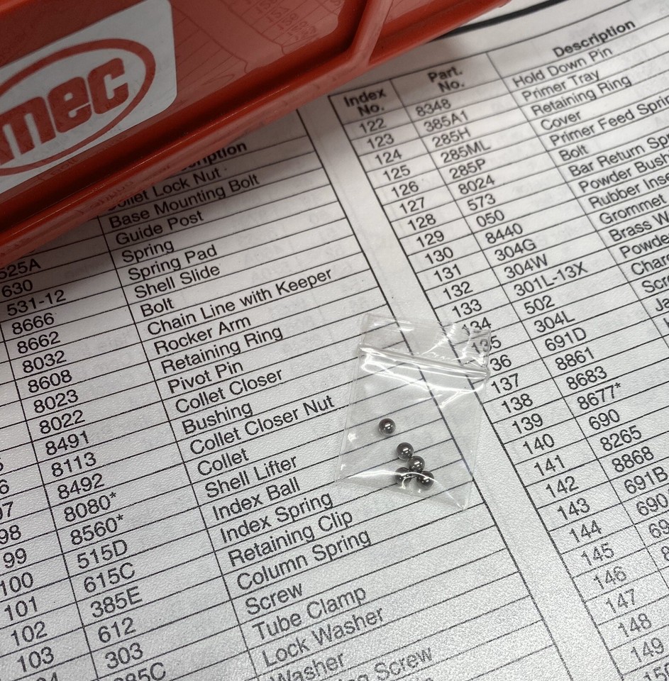 Mec Reloader Index Balls (5) 9000 9000G 9000GN 650 650N 8567N Grabber ...