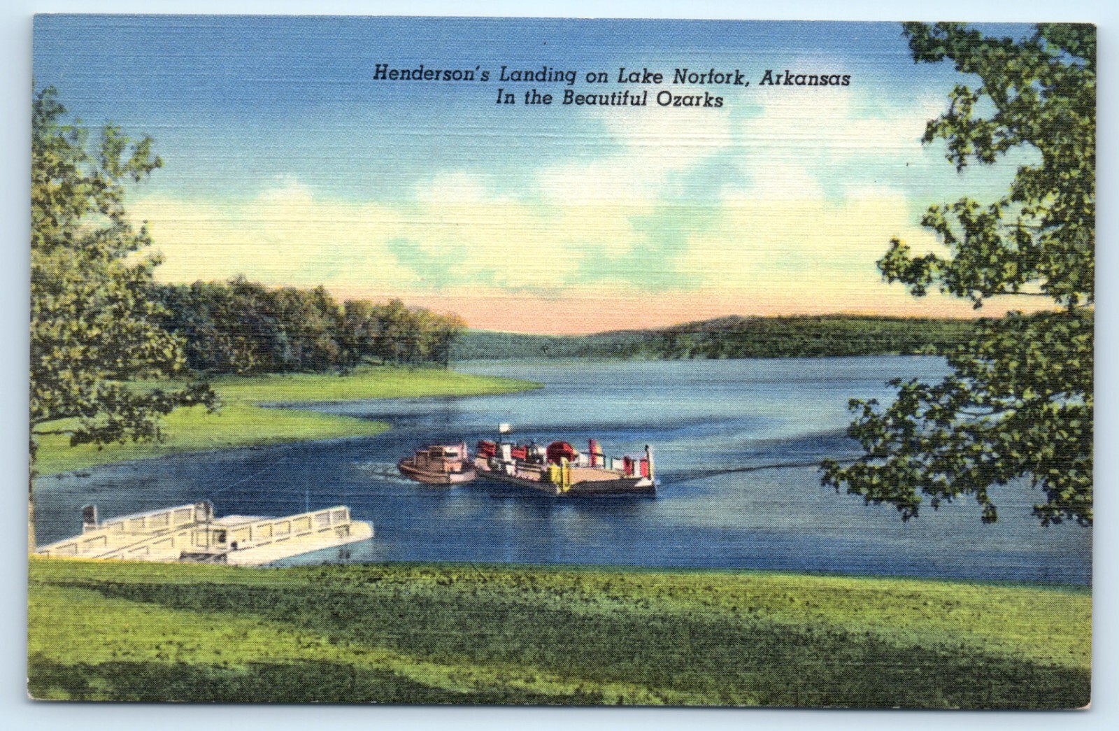 POSTCARD Henderson's Landing on Lake Norfork Arkansas Ozarks Linen | eBay